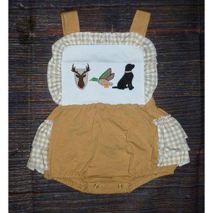 One Pieces | Boutique Baby Girls Embroidered Hunting Dog Duck Ruffle Romper Jumpsuit | Poshmark